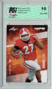 nick chubb 2018 leaf hype! #9 only 5000 made rookie card pgi 10