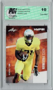 royce freeman 2018 leaf hype! #13 just 5000 ever made rookie card pgi 10