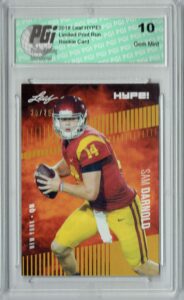 sam darnold 2018 leaf hype! #4 gold sp, only 25 made rookie card pgi 10