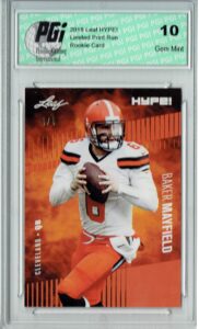 baker mayfield 2018 leaf hype! #3a orange blank back 1 of 1 rookie card pgi 10