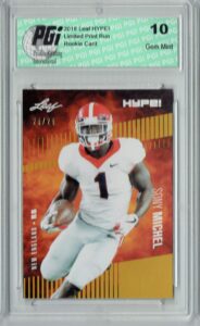 sony michel 2018 leaf hype! #7a gold sp, only 25 made rookie card pgi 10