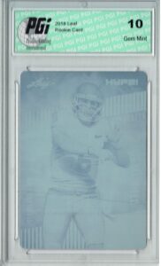 baker mayfield 2018 leaf hype! #3 rare cyan plate 1 of 1 rookie card pgi 10