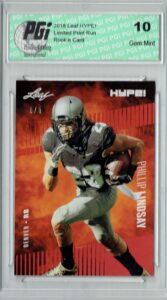 phillip lindsay 2018 leaf hype! #12 red sp, limited to 5 made rookie card pgi 10