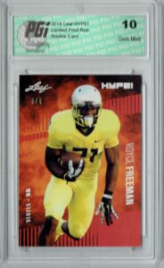 royce freeman 2018 leaf hype! #21 red sp, limited to 5 made rookie card pgi 10