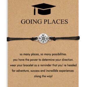 RZKING Graduation Gifts for Her Compass Bracelet Class of 2024 College Graduation Presents for Classmates Bestie Sister (Going Places: Compass)