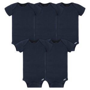 gerber baby 5-pack solid onesies bodysuits, navy, 6-9 months