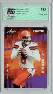 baker mayfield 2018 leaf hype! #3a purple sp, just 10 made rookie card pgi 10