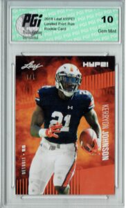 kerryon johnson 2018 leaf hype! #14 orange blank back 1/1 rookie card pgi 10