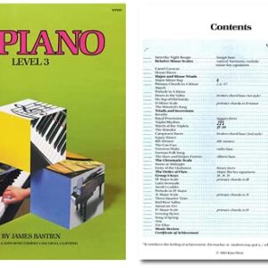 Bastien Piano Basics Level 3 Learning Set By Bastien - Lesson, Theory, Performance, Technique & Artistry Books & Juliet Music Piano Keys 88/61/54/49 Full Set Removable Sticker 3