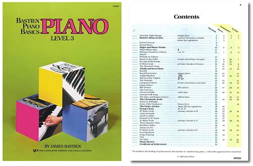 Bastien Piano Basics Level 3 Learning Set By Bastien - Lesson, Theory, Performance, Technique & Artistry Books & Juliet Music Piano Keys 88/61/54/49 Full Set Removable Sticker 3