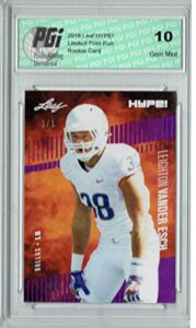 leighton vander esch 2018 leaf hype #16 purple blank back 1/1 rookie card pgi 10