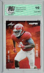 jerry jeudy 2020 leaf hype! #31 orange blank back 1 of 1 rookie card pgi 10