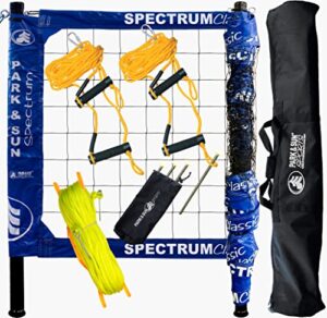 park & sun sports spectrum classic: portable professional outdoor volleyball net system, denim blue