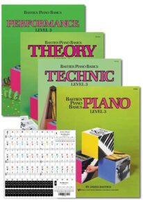 bastien piano basics level 3 learning set by bastien - lesson, theory, performance, technique & artistry books & juliet music piano keys 88/61/54/49 full set removable sticker 3