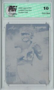 tua tagovailoa 2020 leaf hype! #29 1/1 printing plate cyan rookie card pgi 10