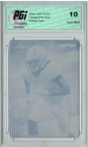 jerry jeudy 2020 leaf hype! #31 1/1 printing plate yellow rookie card pgi 10