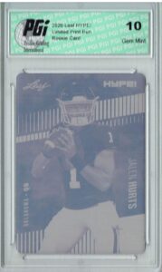 jalen hurts 2020 leaf hype! #28 1/1 printing plate magenta rookie card pgi 10