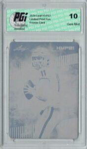 jake fromm 2020 leaf hype! #34 1/1 printing plate yellow rookie card pgi 10