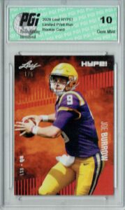 joe burrow 2020 leaf hype! #30 red the #1 of 5 rookie card pgi 10