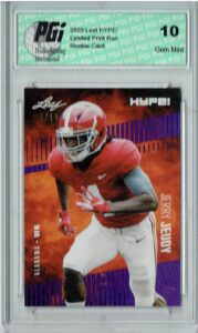 jerry jeudy 2020 leaf hype! #31 purple the #1 of 10 rookie card pgi 10