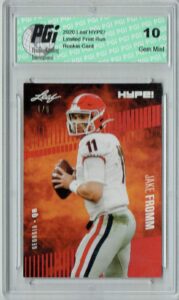 jake fromm 2020 leaf hype! #34 red the #1 of 5 rookie card pgi 10