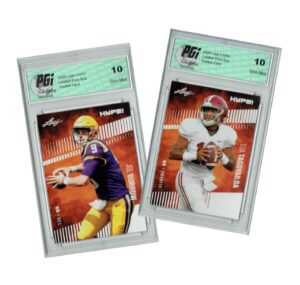 joe burrow & tua tagovailoa 2020 leaf hype! #30 & 29a -2) rookie card lot pgi 10