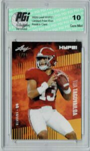 tua tagovailoa 2020 leaf hype! #29 gold the #1 of 25 rookie card pgi 10