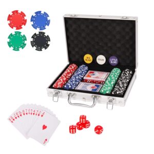 playwus poker chip set for beginners, 200 pcs casino poker chips with aluminum case,11.5 gram chips with iron insert for texas holdem blackjack gambling