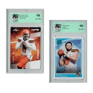 baker mayfield 2018 rookie cards 2-pack leaf hype! #3a donruss #303 pgi 10