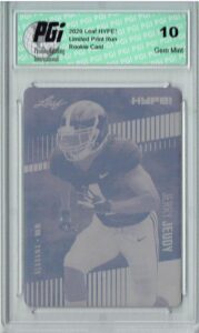 jerry jeudy 2020 leaf hype! #31 1/1 printing plate cyan rookie card pgi 10