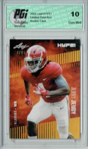 jerry jeudy 2020 leaf hype! #31 gold jersey #4/25 rookie card pgi 10