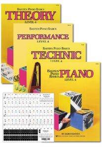 bastien piano basics level 4 learning set by bastien - lesson, theory, performance, technique & artistry books & juliet music piano keys 88/61/54/49 full set removable sticker