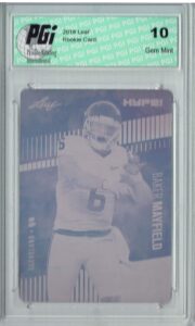 baker mayfield 2018 leaf hype! #3 rare black plate 1 of 1 rookie card pgi 10