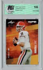 jake fromm 2020 leaf hype! #34 gold sp, only 25 made rookie card pgi 10