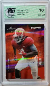 jerry jeudy 2020 leaf hype! #31 red shimmer 1/1 rookie card pgi 10