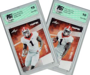 sony michel 2018 leaf hype! #7 2 card lot rookie card pgi 10