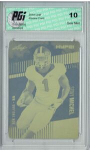 sony michel 2018 leaf hype! #7a rare yellow plate 1 of 1 rookie card pgi 10