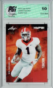 sony michel 2018 leaf hype! #7a jersey #1/5 rookie card pgi 10