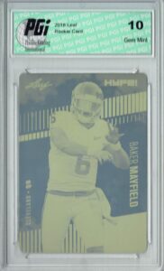 baker mayfield 2018 leaf hype! #3 rare yellow plate 1 of 1 rookie card pgi 10