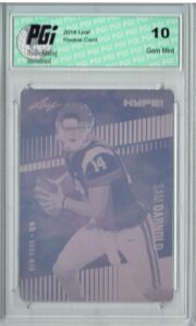 sam darnold 2018 leaf hype! #4 rare magenta plate 1 of 1 rookie card pgi 10