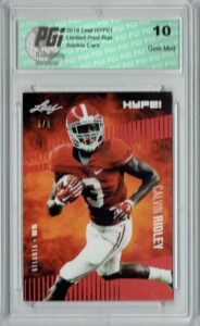 calvin ridley 2018 leaf hype! #8 red sp, limited to 5 made rookie card pgi 10