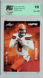 baker mayfield 2018 leaf hype! #3a red sp, limited to 5 made rookie card pgi 10