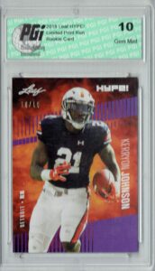 kerryon johnson 2018 leaf hype! #14 purple sp, just 10 made rookie card pgi 10