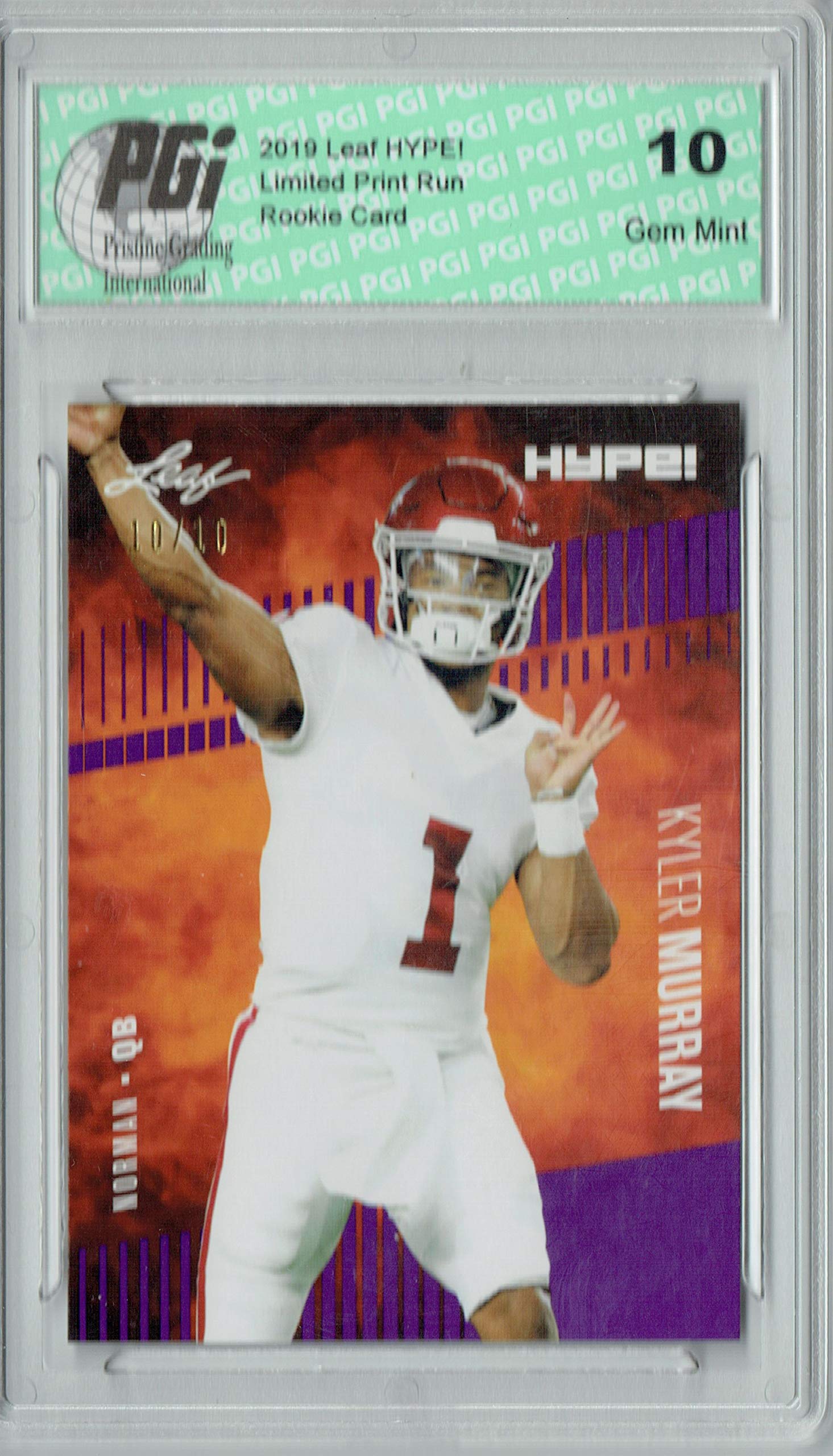 Kyler Murray 2019 Leaf HYPE! #22 Purple SP, Just 10 Made Rookie Card PGI 10