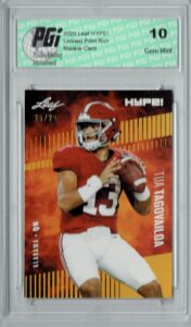 tua tagovailoa 2020 leaf hype! #29 gold sp, only 25 made rookie card pgi 10