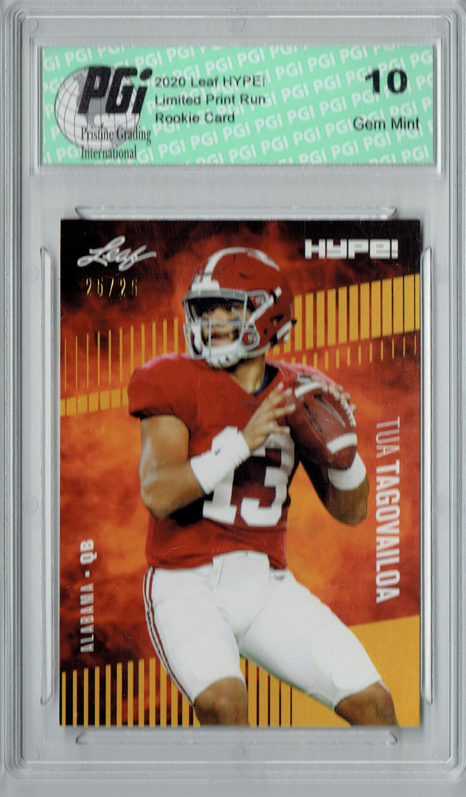 Tua Tagovailoa 2020 Leaf HYPE! #29 Gold SP, Only 25 Made Rookie Card PGI 10