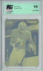 kerryon johnson 2018 leaf hype! #14 rare yellow plate 1 of 1 rookie card pgi 10