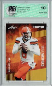 baker mayfield 2018 leaf hype! #3a gold blank back 1 of 1 rookie card pgi 10