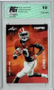 calvin ridley 2018 leaf hype! #8 jersey #3 of 5 rookie card pgi 10