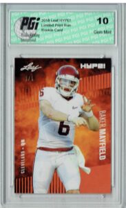 baker mayfield 2018 leaf hype! #3 orange blank back 1 of 1 rookie card pgi 10